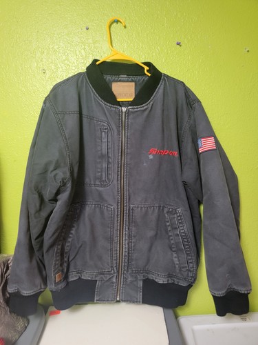 Snap On Jacket Mens XL Gray Canvas Quilt Lining Heavy Duty Work ...