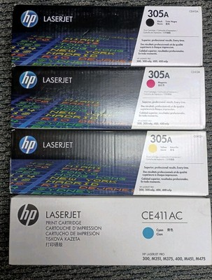 HP Genuine 305A CE410A CE411A CE412A CE413A Toner Print Cartridge Set 4 ...