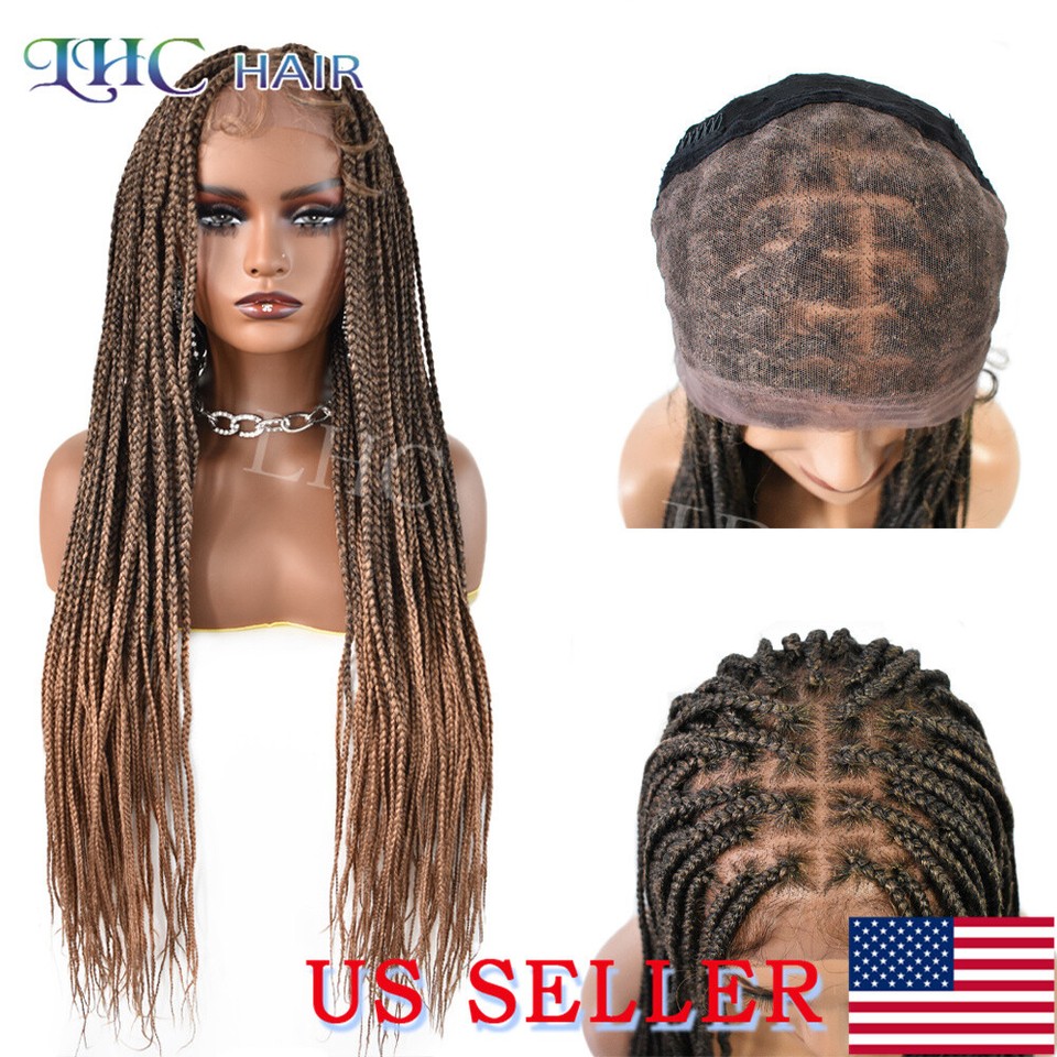 Swiss Lace Front Afro Box Braided Wig For Black Women Synthetic ...