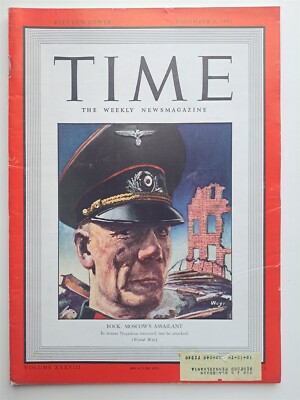 Time Magazine - WWII Era - December 8, 1941 - Germany's General Bock | eBay