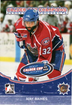 Ajay Baines 2007-08 Heroes & Prospects Calder Cup Champions Hamilton ...