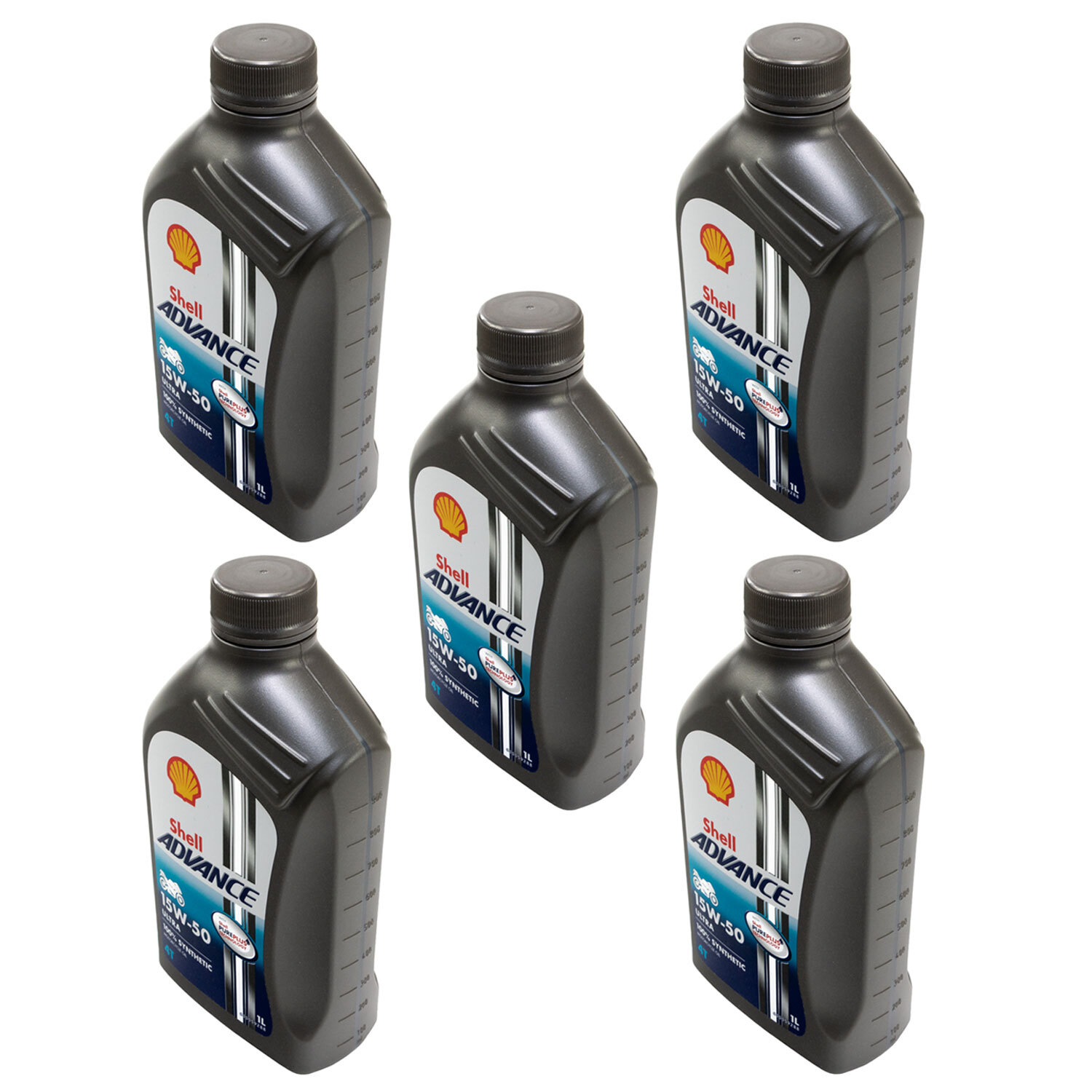 Motorrad Motoröl 5 x 1 Liter Motor ÖL Shell Advance 4T Ultra 15W-50 Oel ...