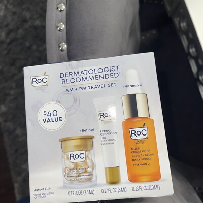RoC AM PM Gift Set - Retinol Eye Cream, Capsules, 10% Vitamin C ...