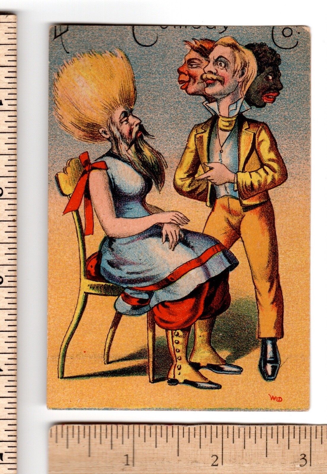 Theatrical 'SCHEMES" American Comedy Bearded Woman & 3-Headed Man Trade ...