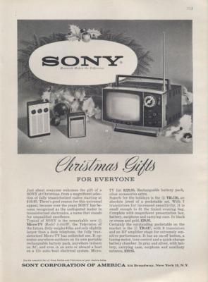 1962 Sony PRINT AD features 3 great Sony products Portable TV, 2 Radio ...