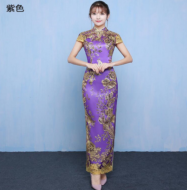 Cheongsam Women Chinese Ball Gown Fishtail Evening Long Wedding QiPao ...