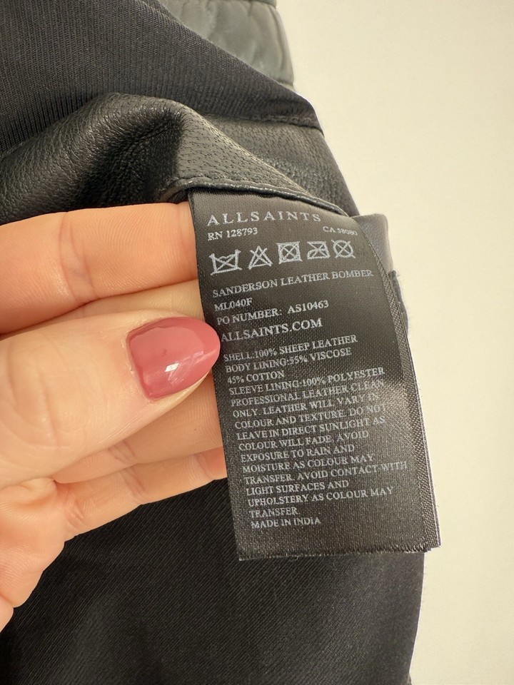 All Saints Leather Jacket Medium Mens Black Biker Bomber Punk Sanderson ...