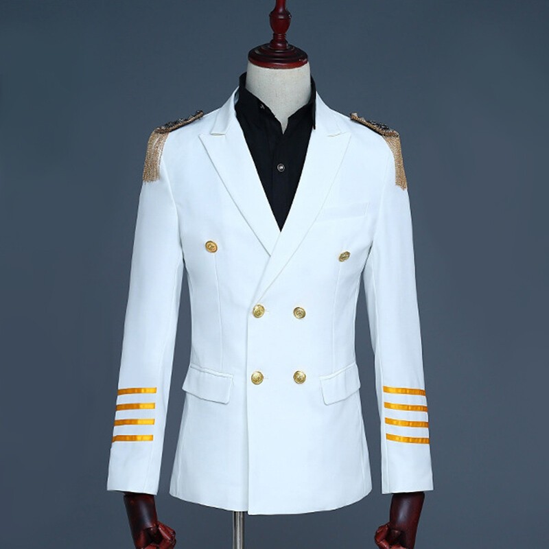 Mens Peak Lapel Airline Pilot Captain Suit Aviator Costume Uniform ...