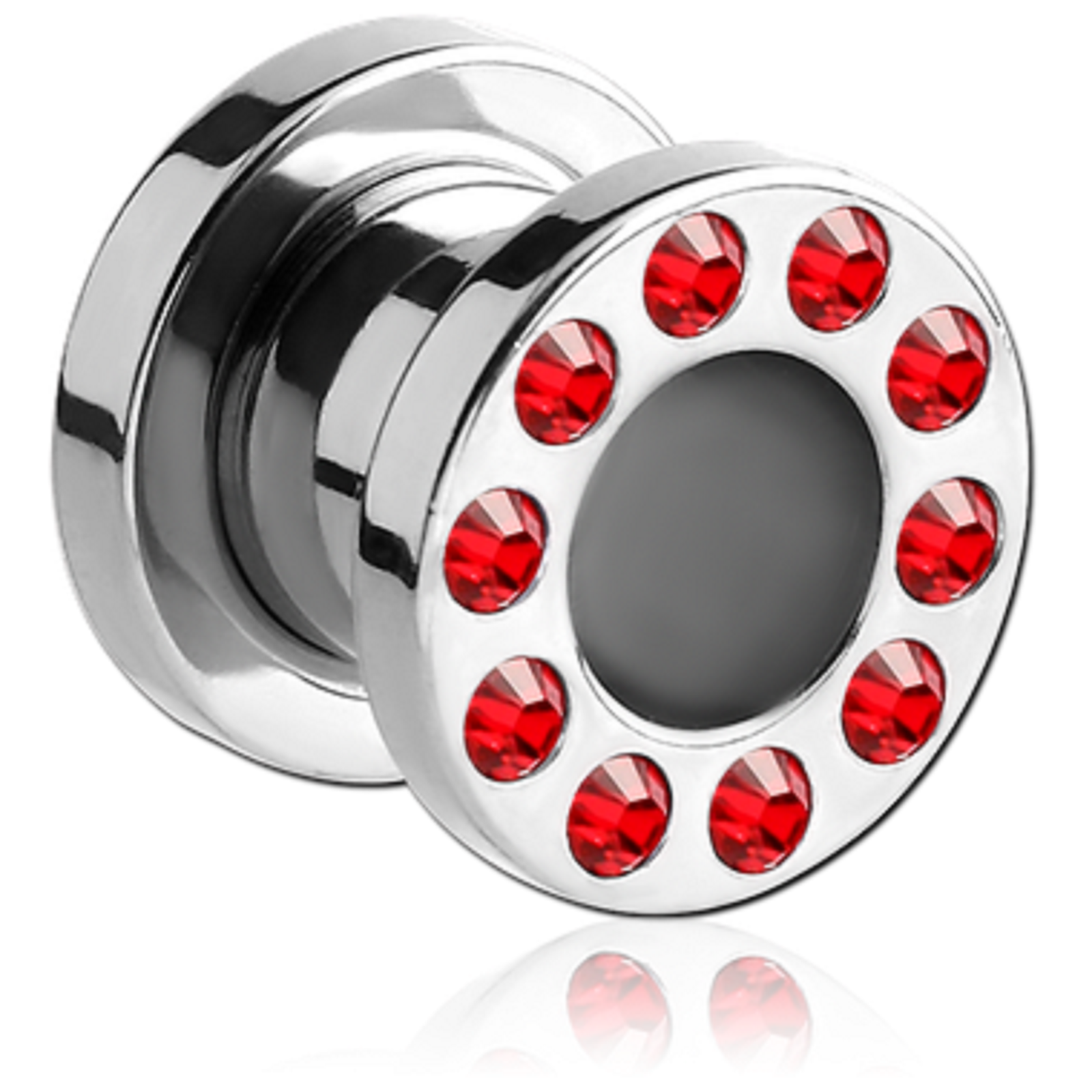 Steel Flesh Tunnel KRISTALL ROT 4mm Piercing Ohrring Ohrpiercing ...