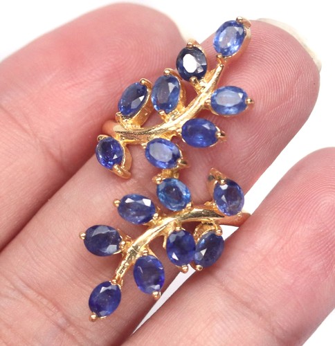 Heated Blue Sapphire Ring Silver 925 Sterling 18K Gold Plated Size 7.5 ...