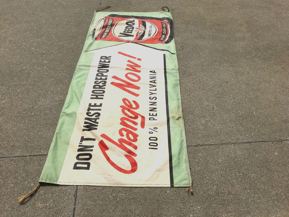 VEEDOL Motor Oil Gas Station Car Dealer Canvas Advertising Banner 78” x ...