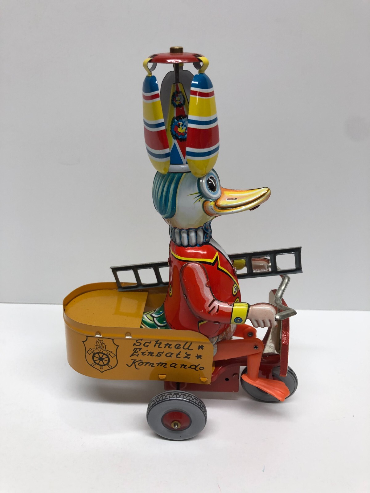 vintage Duck Riding Tricycle JW Tin Toy Litho Wind-Up (made in Germany ...