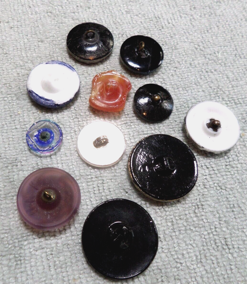 11 Vintage Antique Glass Buttons Fancy Luster Iridescent Designs | eBay