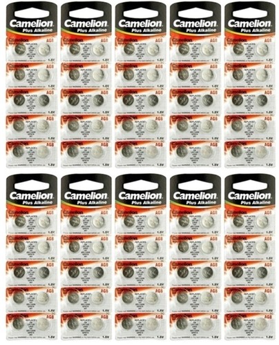 100 Pk Camelion AG8 LR1120 391 391A SR1120 LR55 Alkaline Button Cell ...