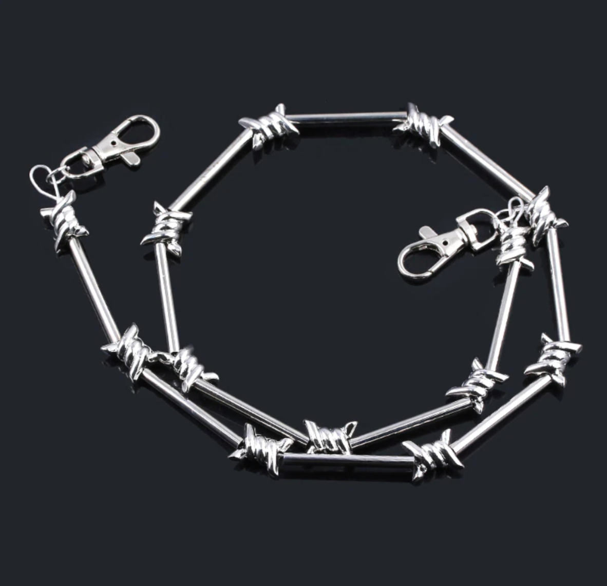 Punk Rock Emo Goth Silver Barbed Wire Chain Necklace or Pant Chain - 29 ...