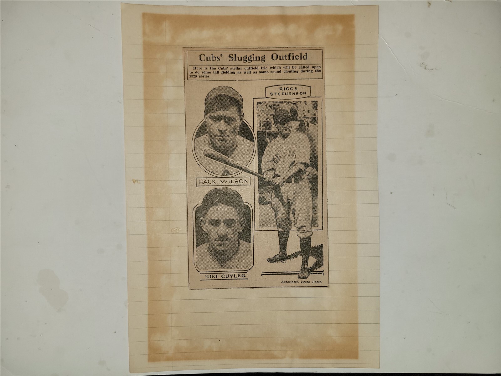Hack Wilson Riggs Stephenson Kiki Cuyler Cubs Outfield 1929 World ...