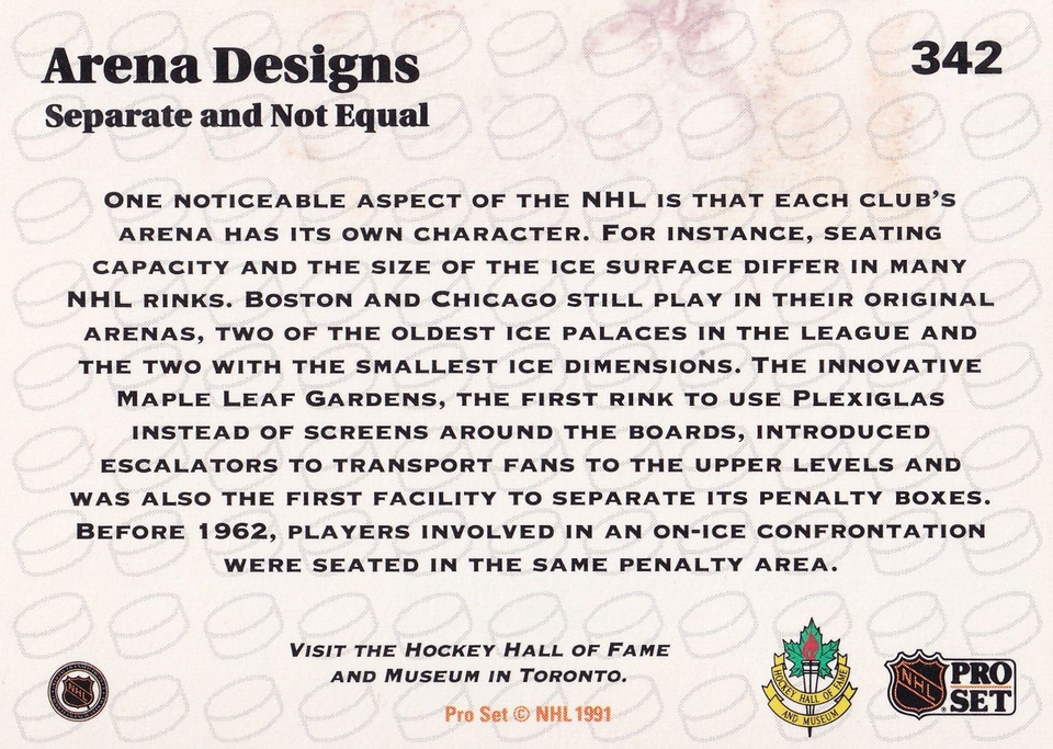 1991-92 Pro Set #342 Arena Designs NHL + (Yes 4 Free Mystery Cards) | eBay