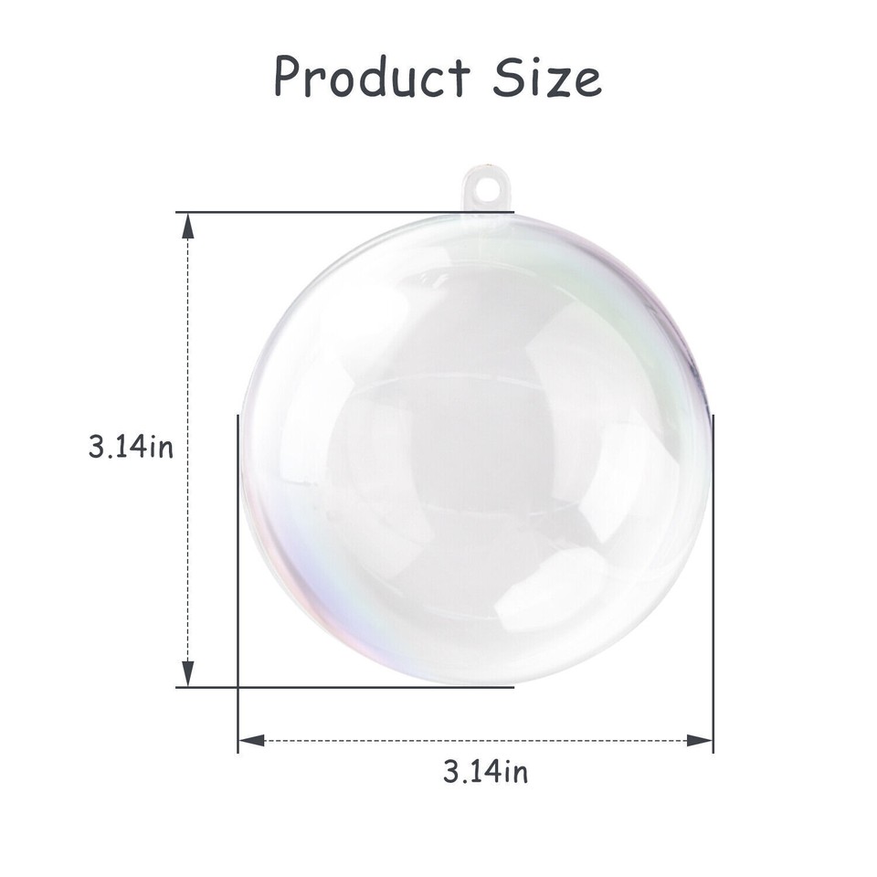 5-20Pcs Clear Plastic Ball Baubles Sphere Fillable Christmas Ornament ...