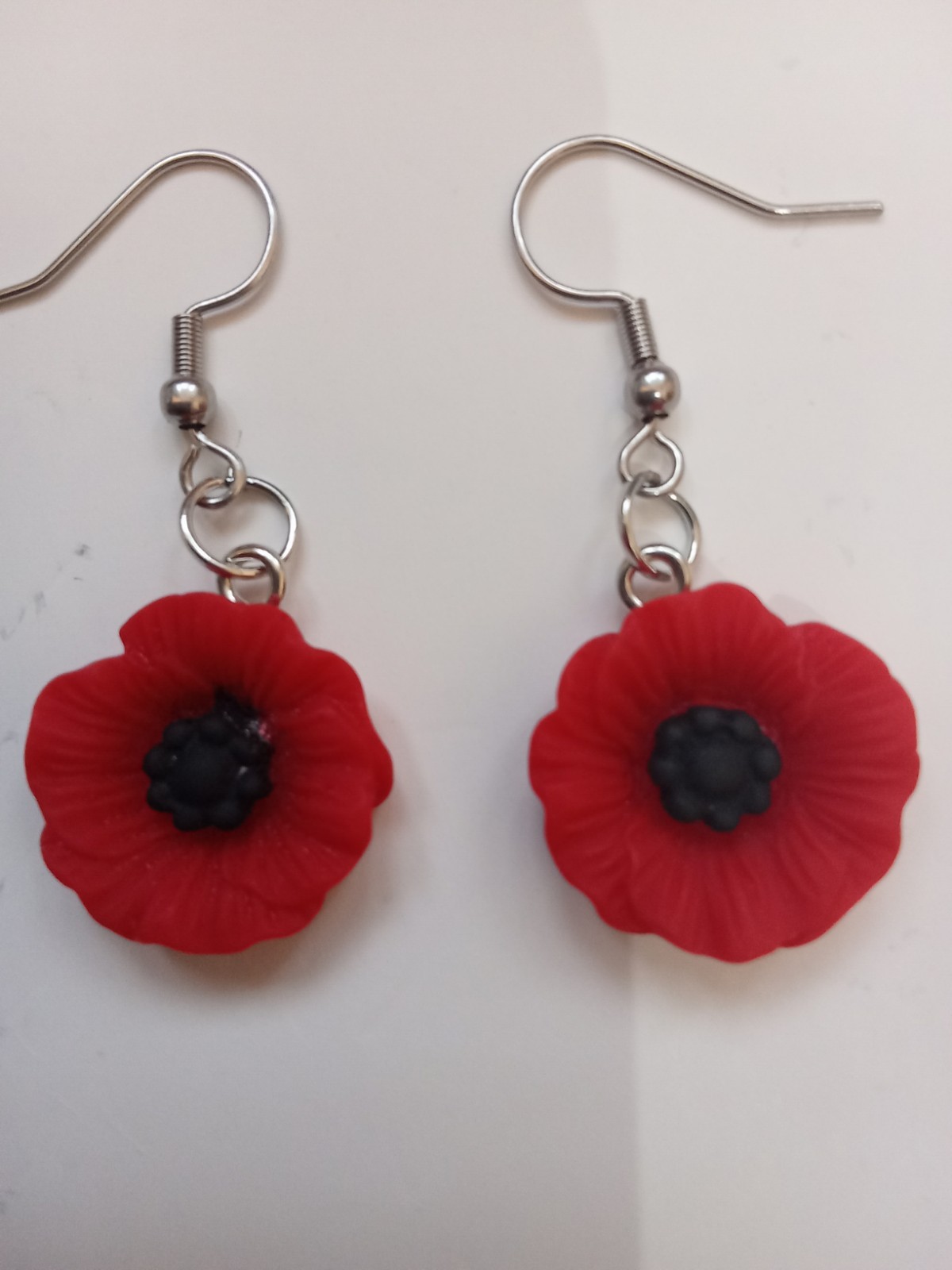 Remembrance Day Poppy Handmade Hook Dangle Earrings | eBay UK