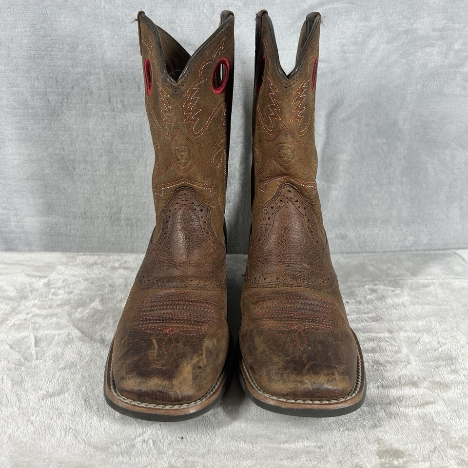 Ariat Kids Heritage Roughstock Cowboy Western Boots Brown Leather Youth ...