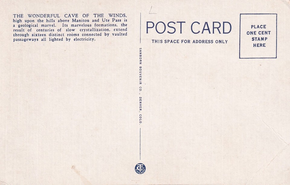 Manitou CO Colorado Cave Of The Winds Entrance Postcard D60 | eBay