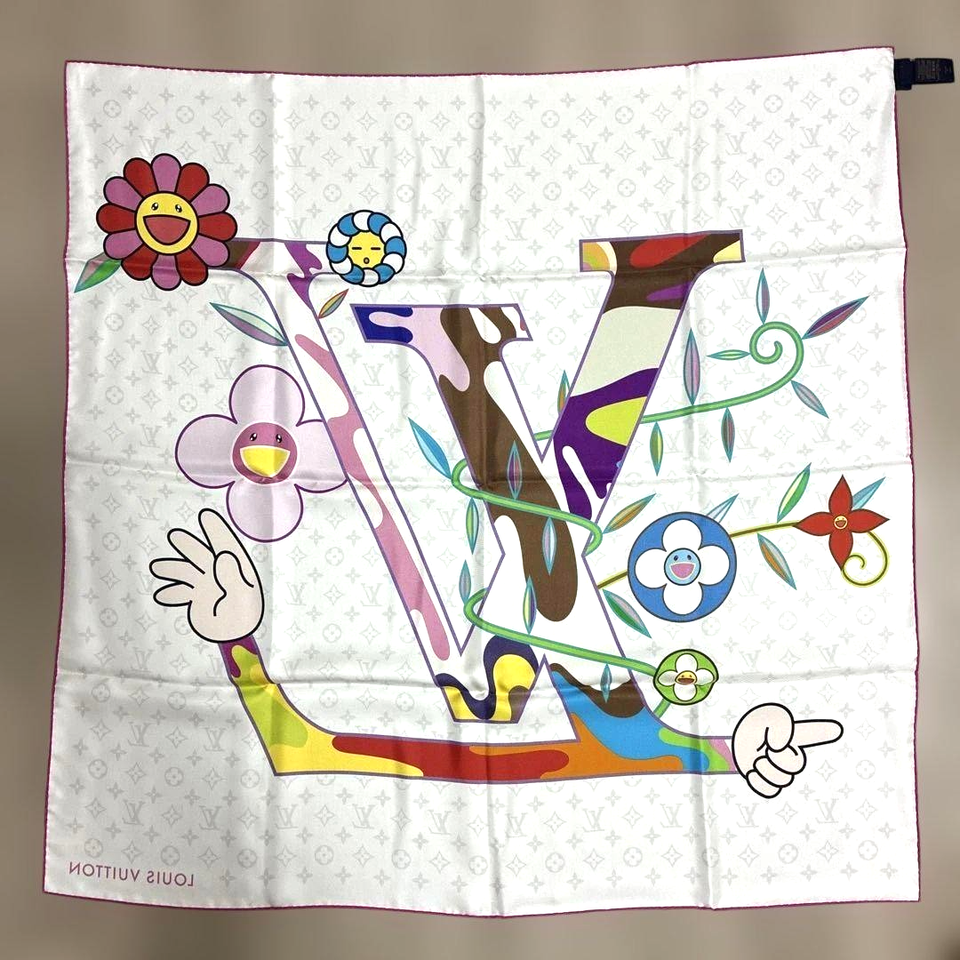 Louis Vuitton TM Scarf Stole Superflat Monogram M96097 Silk Auth New Carre 90 | eBay