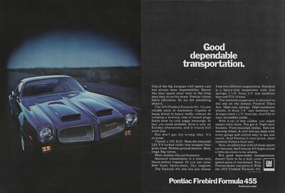 1972 Pontiac Firebird Formula 455 HO Vintage Magazine Ad Ram Air LS5 ...