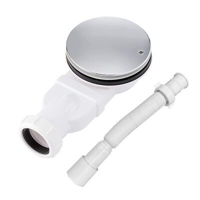 Bathroom Slim Low Profile Chrome Plated Shower Waste Trap 40mm Outlet ...