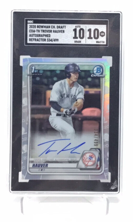 TREVOR HAUVER 2020 Bowman Chrome Draft CDA-TH 1st Refr. 334/499 10 Auto ...