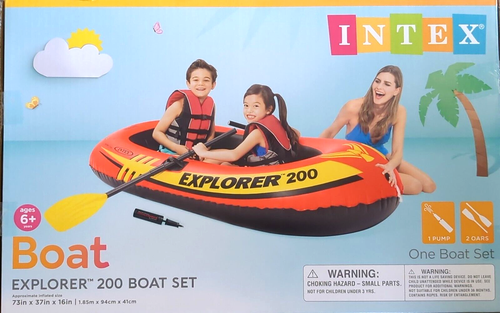 INTEX EXPLORER 200 INFLATABLE 2 Person River BOAT Raft Set W/ 2 Oars ...
