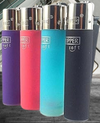 4 x Clipper Lighters SOFT TOUCH Pink BLACK Design Full Set Gas ...