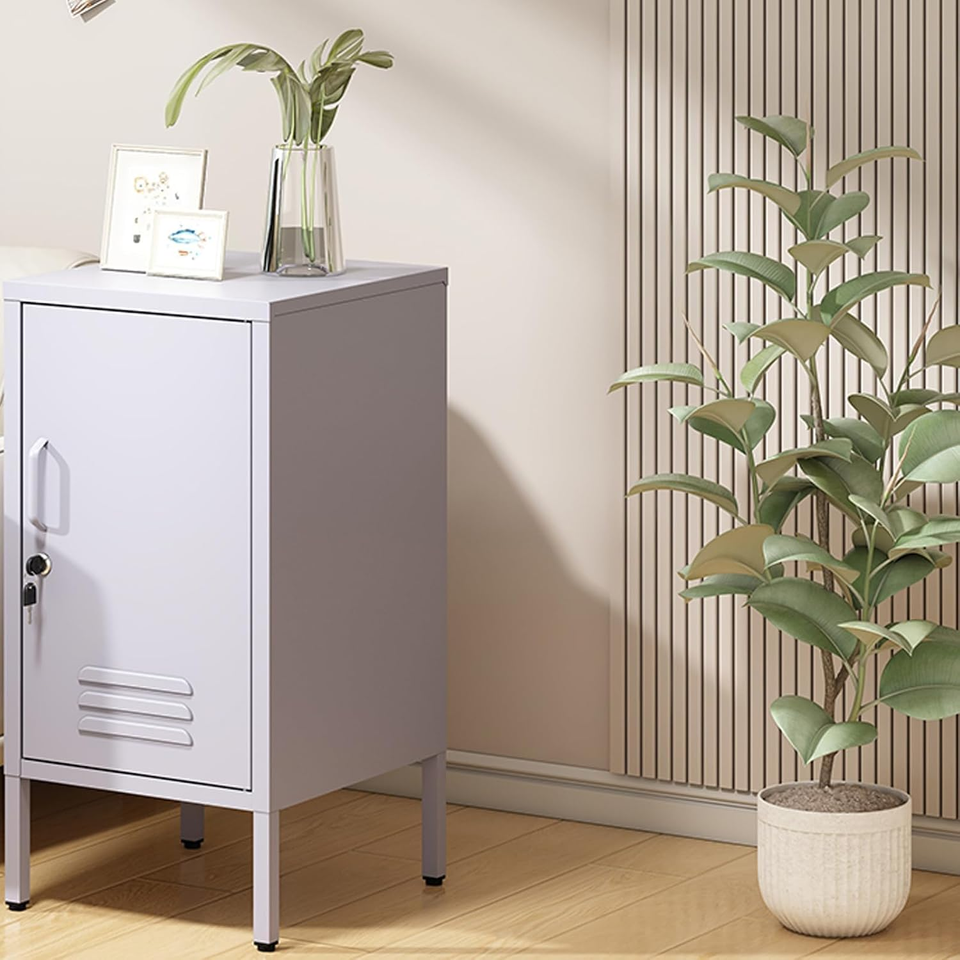 Purple Metal Locker End Table with Adjustable Shelves, Modern ...