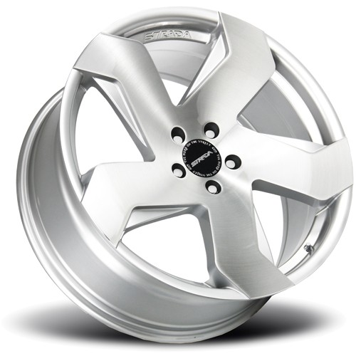 (Set of 4) Strada S65 Coltello 20x8.5 5x115 +15mm Brushed Wheels Rims ...