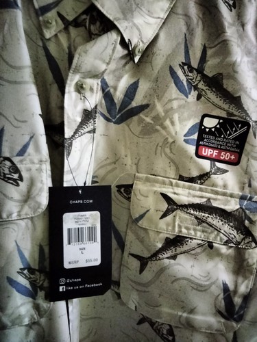 CHAPS FISHING SHIRT MEN'S SHORT SLEEVE UPF 50+ | eBay