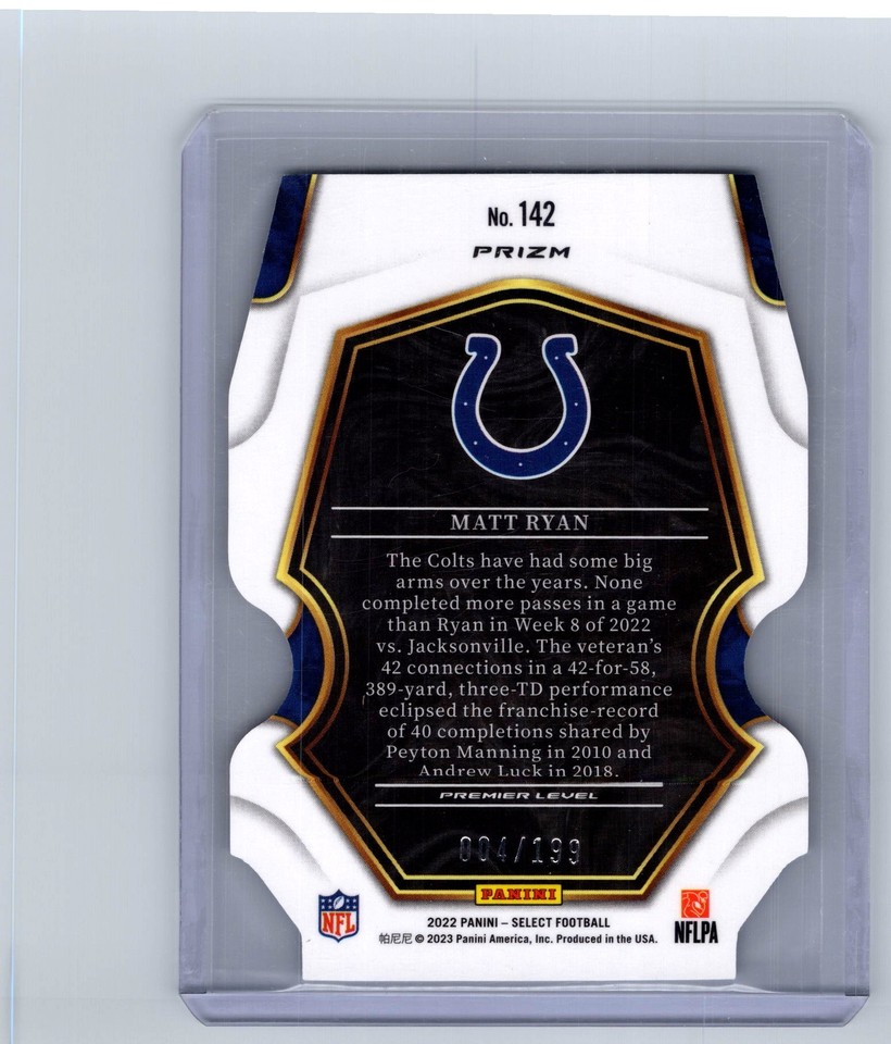 2022 Select #142 Matt Ryan Orange Die Cut Prizm /199 Premier | eBay