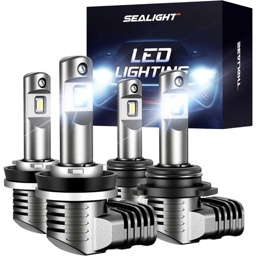 For S2 9005+H11 Kit Super Bright White LED Headlight Bulbs High/Low ...