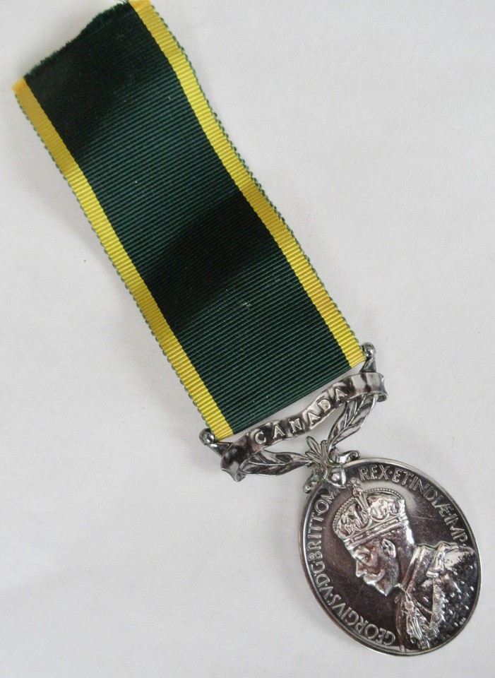 Silver Medal FOR EFFICIENT SERVICE King George V Green Yellow Ribbon ...