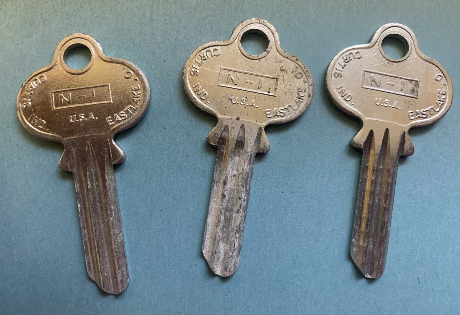 Curtis N-1 key vintage blank set of keys- lot of 3 unkut keys copy car ...
