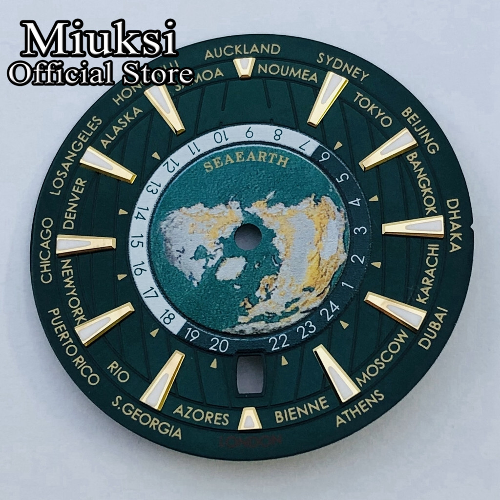 Miuksi 33.5mm sterile watch dial luminous dial 6 o'clock date fit NH35 ...