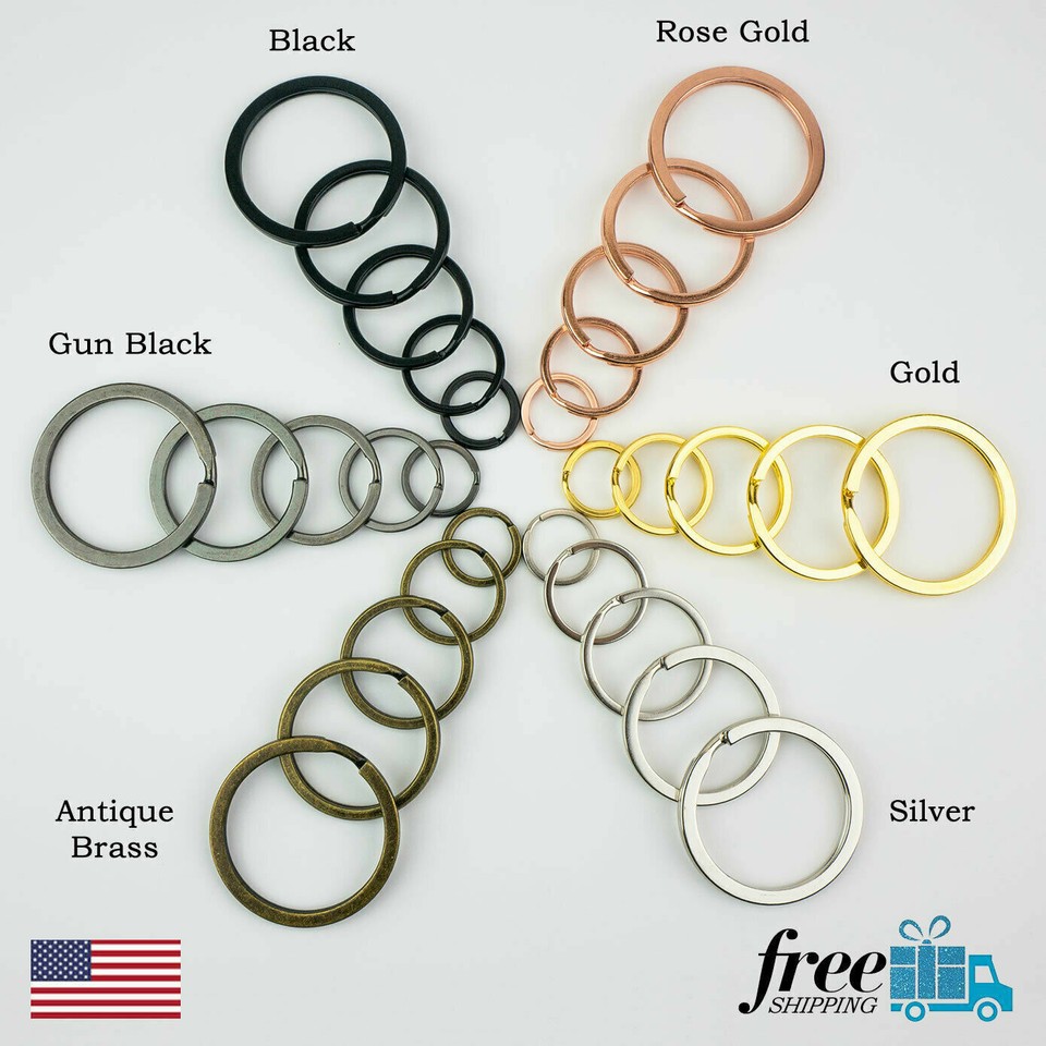 Split Ring Flat Surface Key Rings Double Loop Keychain Metal Plating | eBay