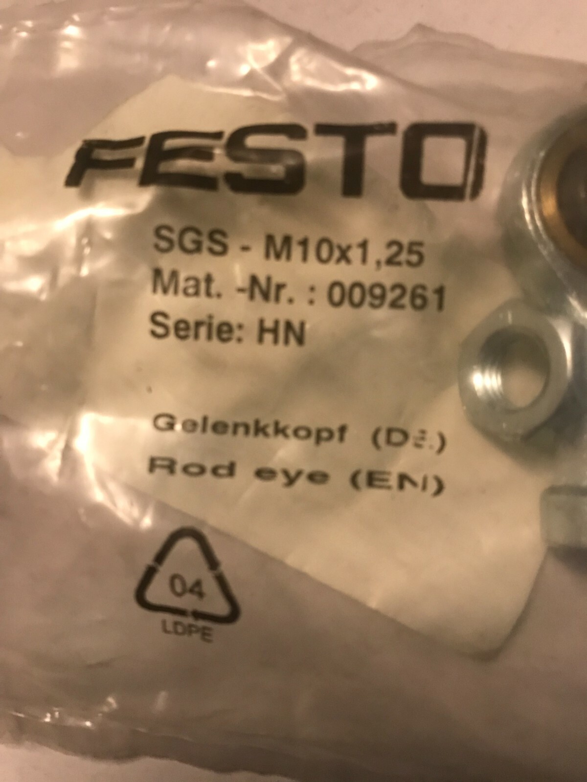 Festo+Bearing+Rod+Eye+Type+9261+SGS+-+M10+.25+009261+%28F6B27%29 for ...