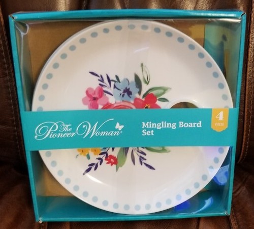 THE PIONEER WOMAN MINGLING BOARD SET OF 4 WINE GLASS HOLDER MELAMINE ...