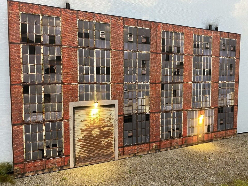 HO Scale Industrial #1 Building Flat / Front 3D Background w/ LED ...