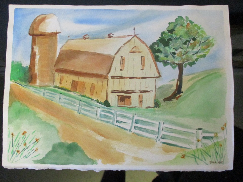 Vintage Signed Dolores Haugh Farm Landscape Barn Silo Original Art ...