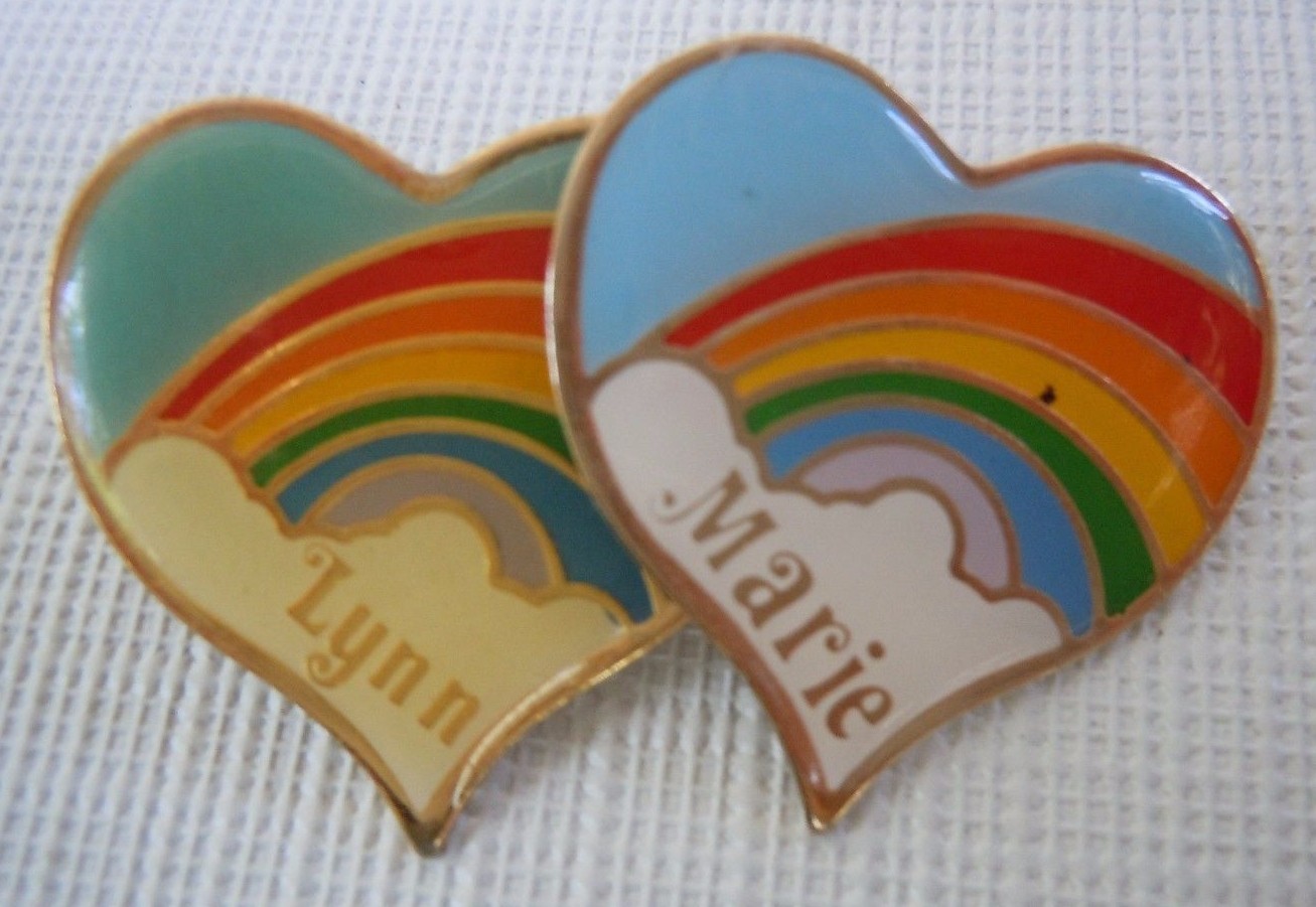 Vintage Rainbow Heart Personalized Pin Many Names to Choose From | eBay