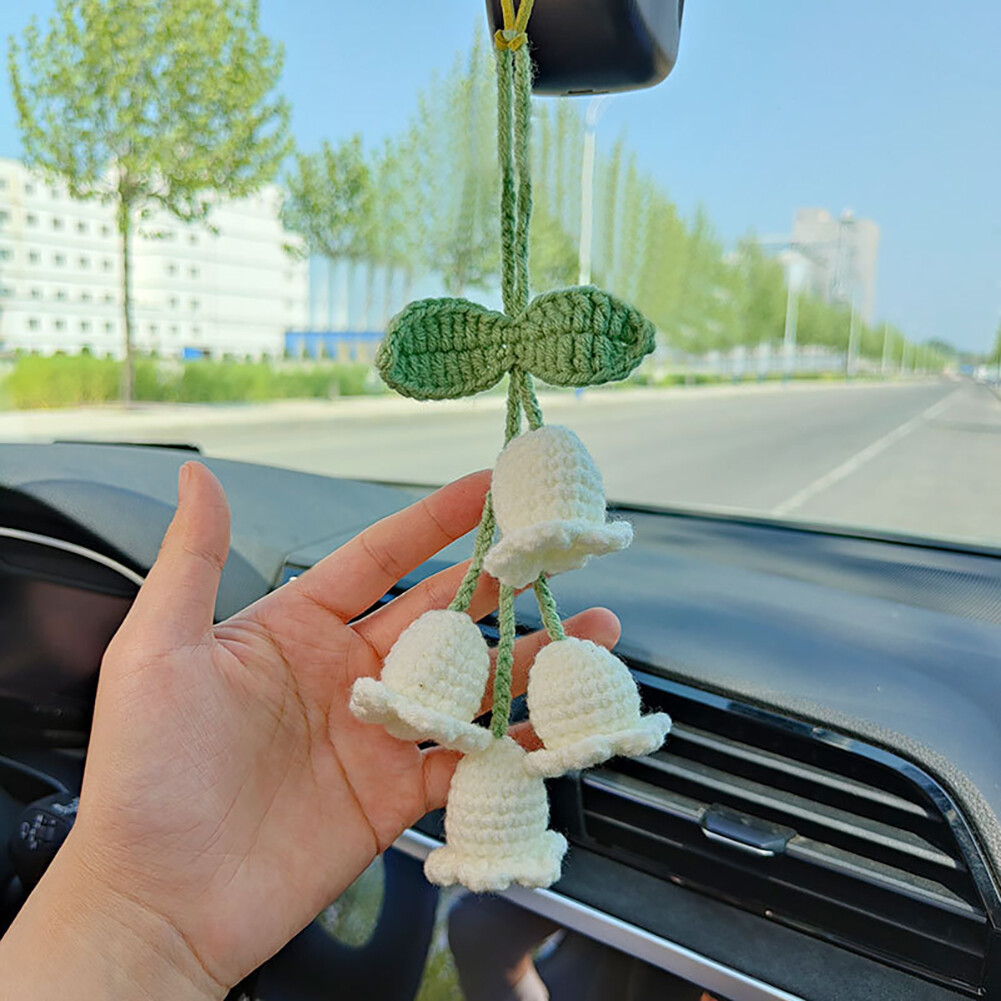 Car Pendant Cute Hand-woven Lily Of The Valley Auto Rearview Mirror ...