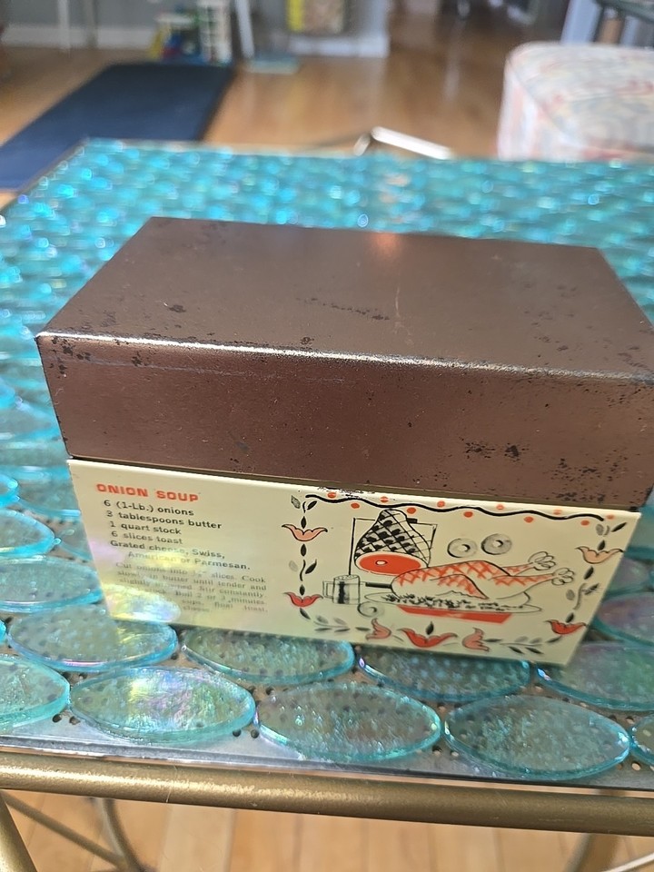VTG - J Chen USA Grandma RECIPE CARDS METAL BOX - Handwritten/Cursive ...