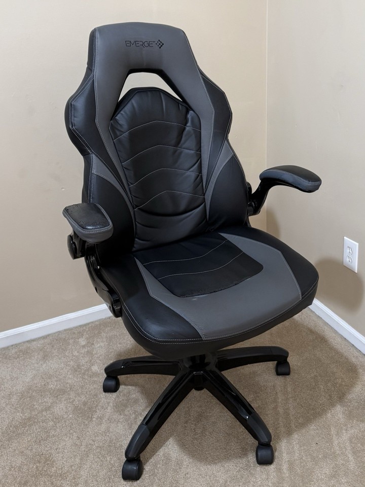 Staples Emerge Vortex Bonded Leather Ergonomic Gaming Chair Black and ...