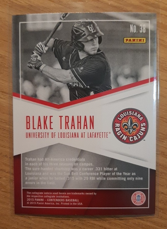 2015 CONTENDERS DRAFT PICKS SCHOOL COLORS BLAKE TRAHAN #38 CINCINNATI ...
