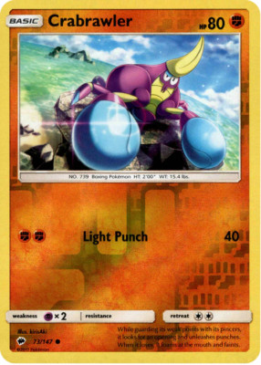 Crabrawler - 73/147 Burning Shadows Reverse Holo Pokemon Card | eBay ...